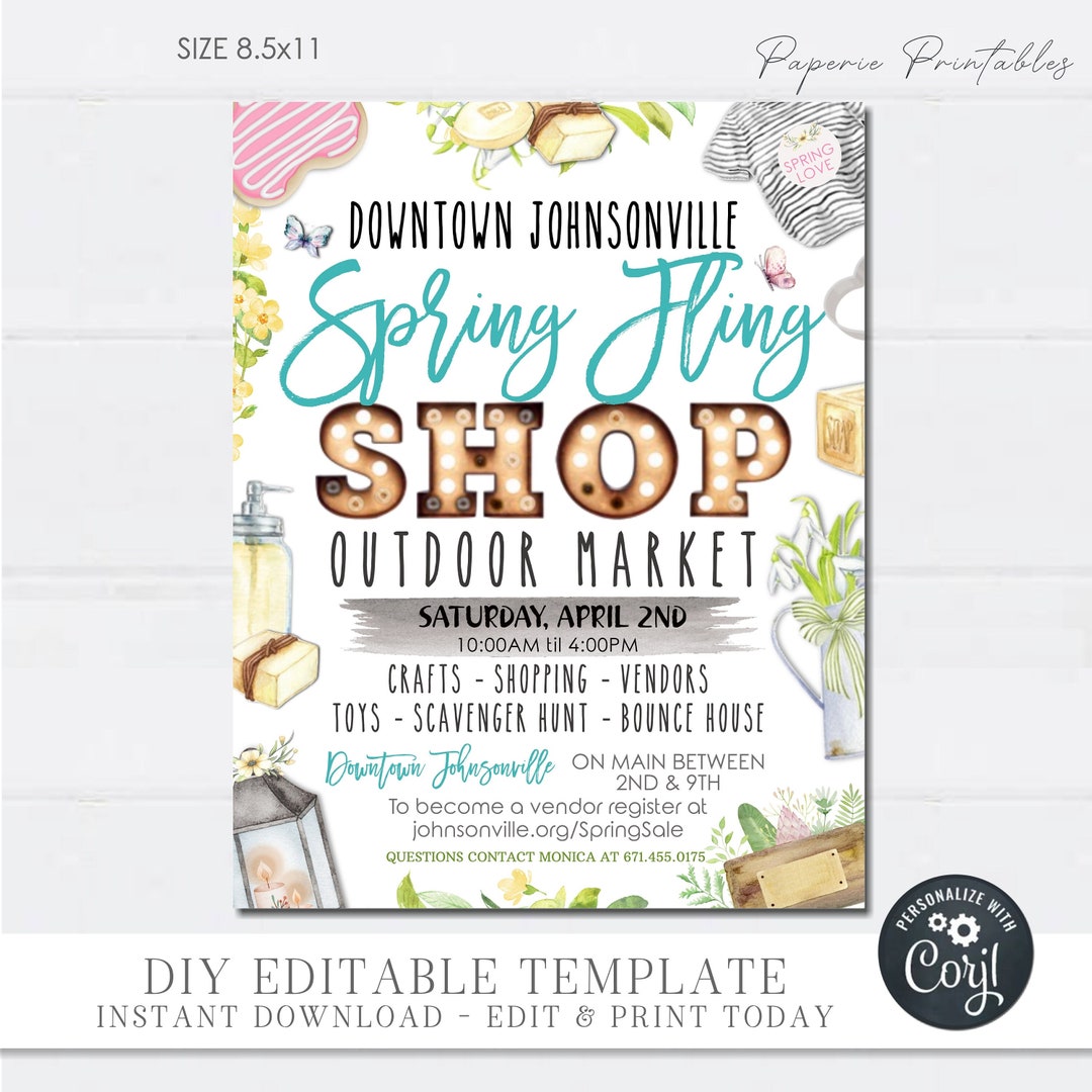 Spring Fling Flyer Template: Editable Event Printable (digital Download ...