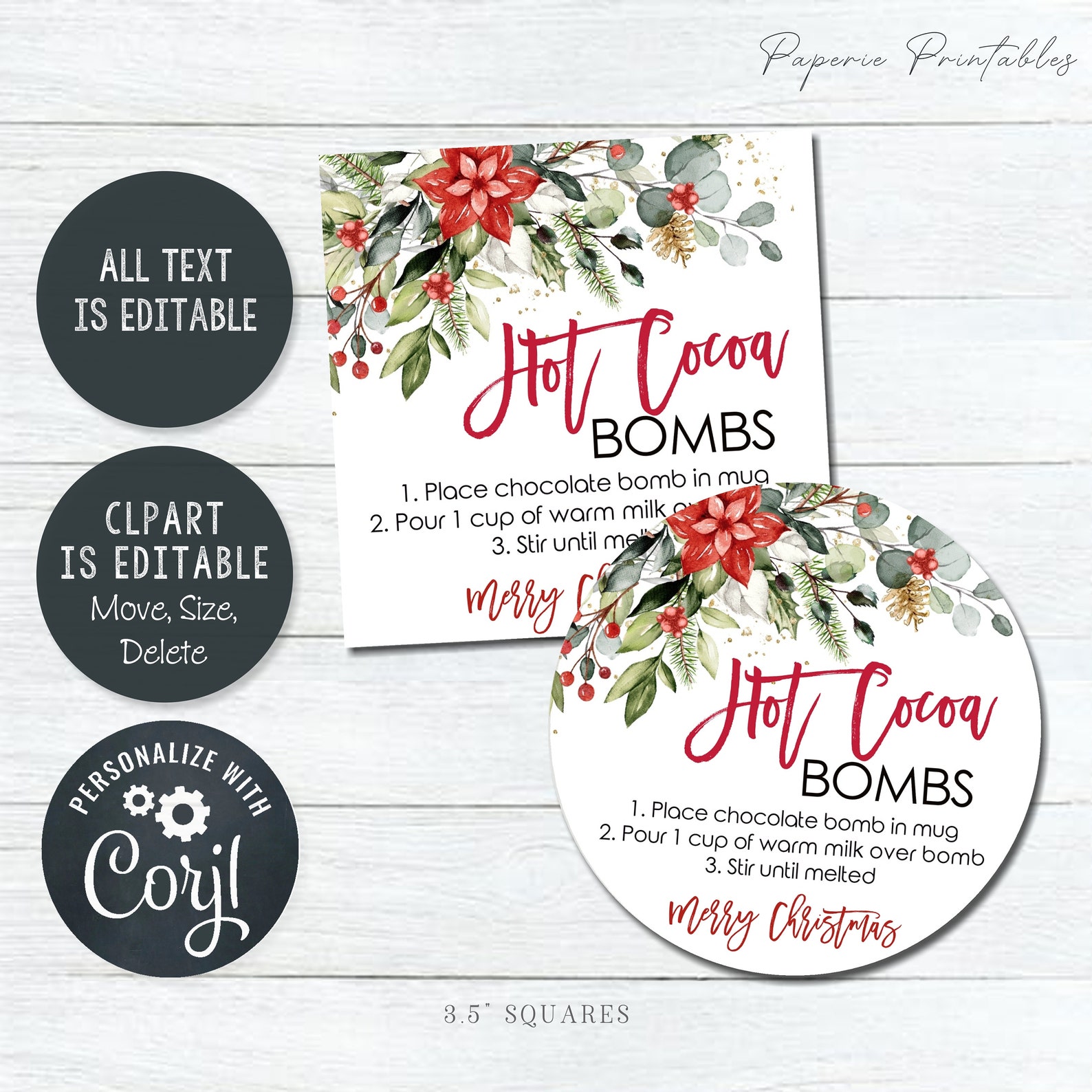 Editable Christmas Hot Cocoa Bomb Gift Tags (digital Download) - Etsy