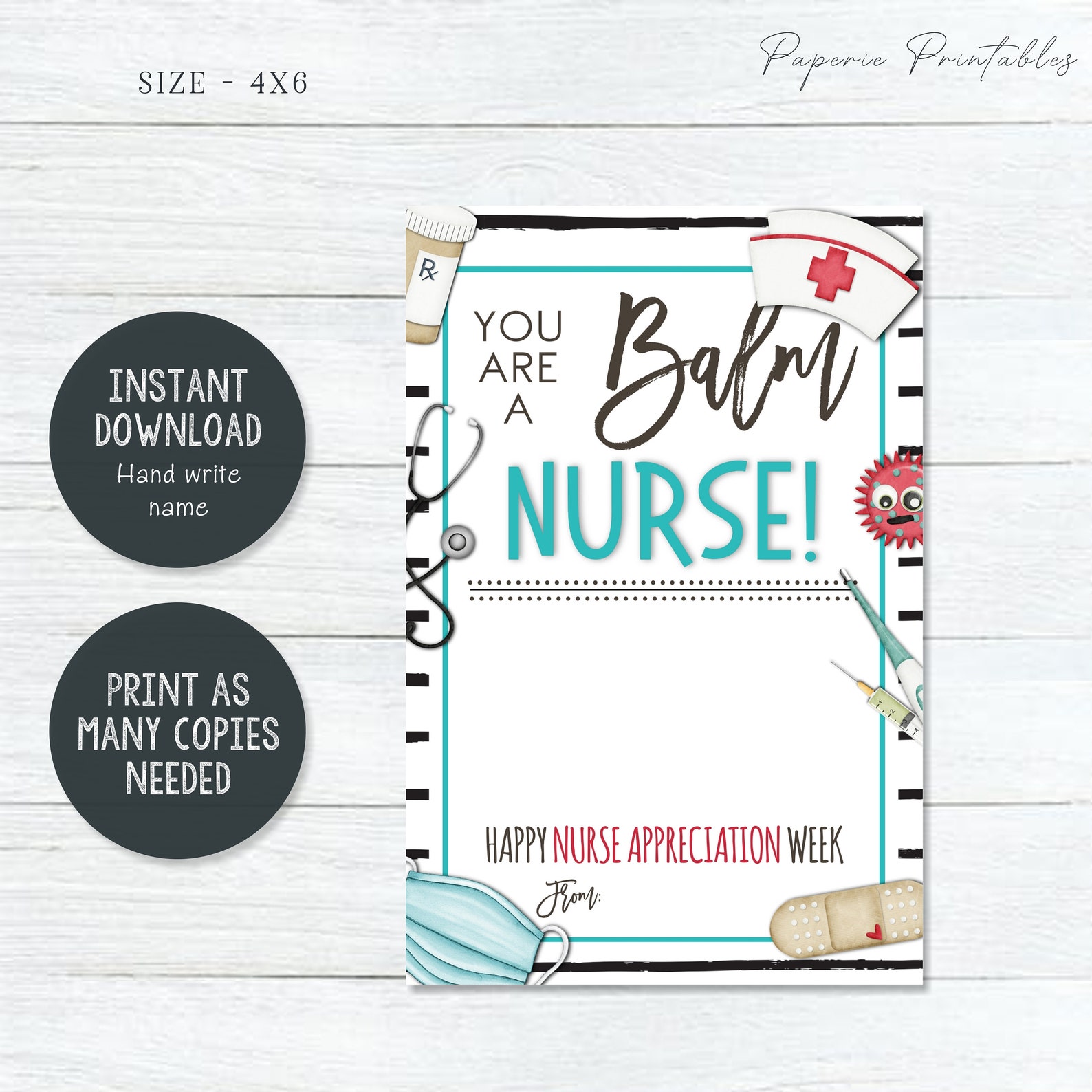 Editable Nurse Appreciation Lip Balm Gift Card Holder (DIY Digital) # ...