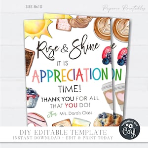 EDITABLE Rise & Shine Teacher Appreciation Sign, Teacher Appreciation ...