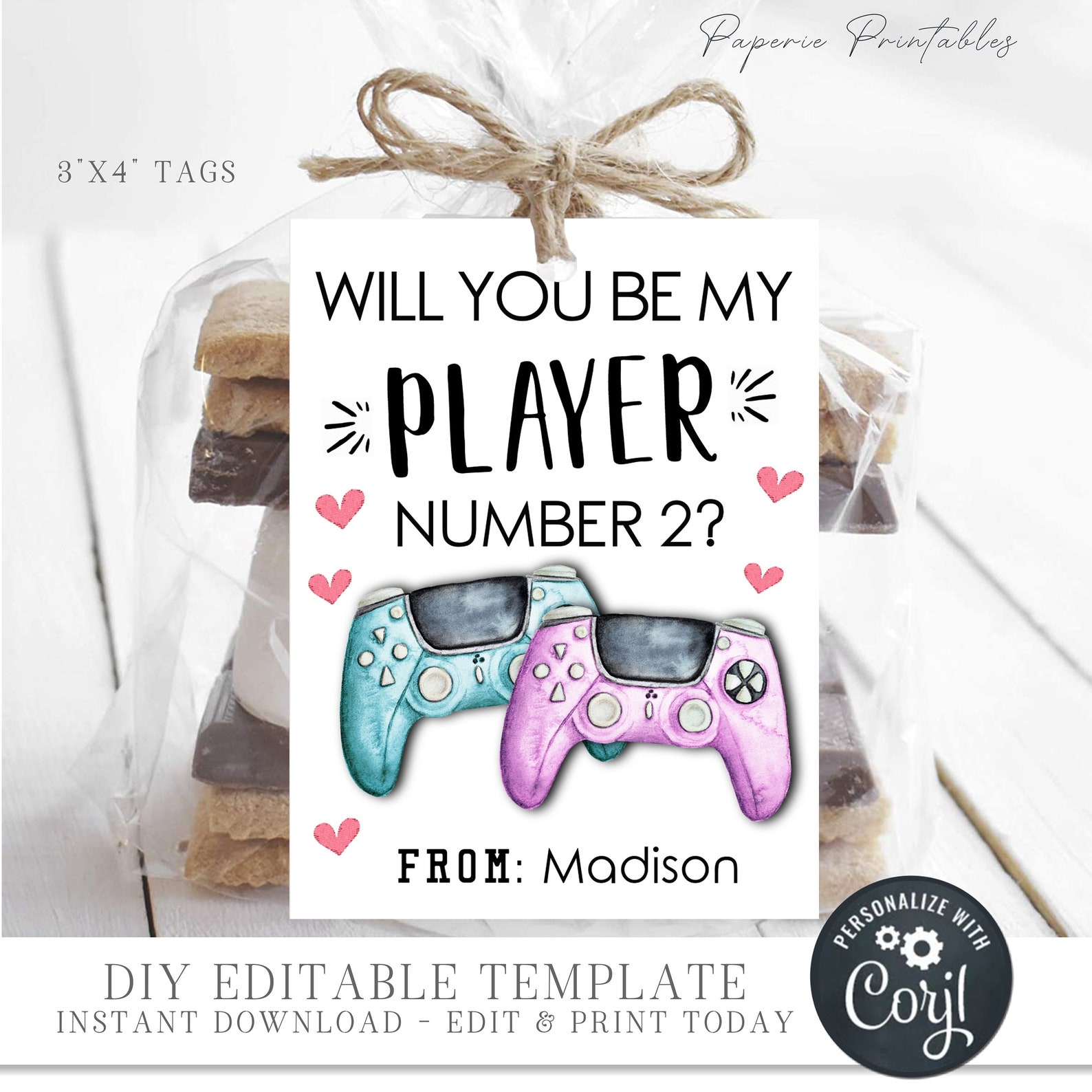 EDITABLE Girl Gamer Valentine Cards Gamer Valentine Cards - Etsy