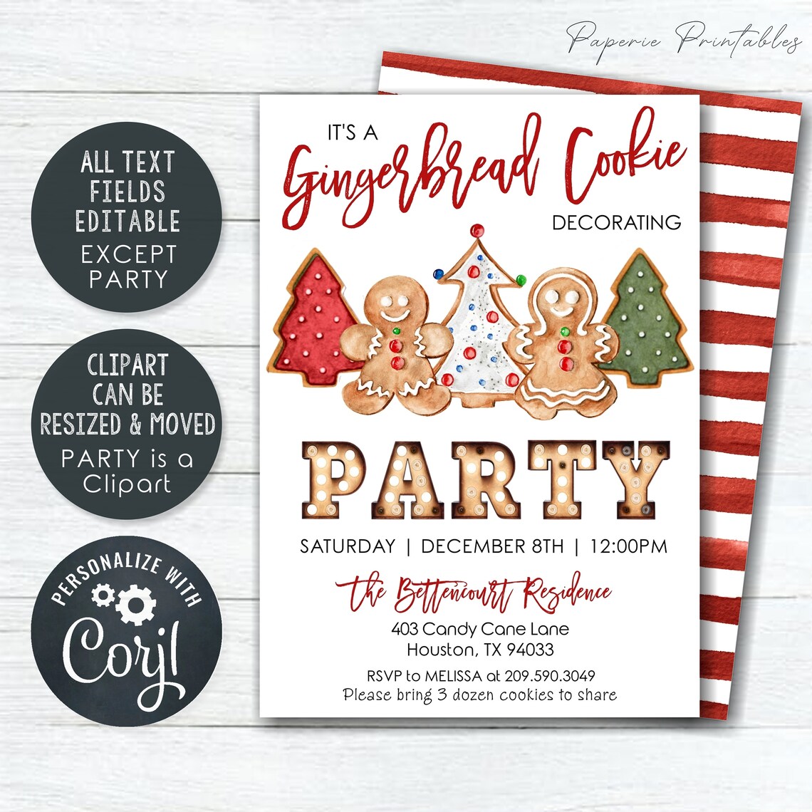 EDITABLE Gingerbread House Decorating Party Invitation - Etsy