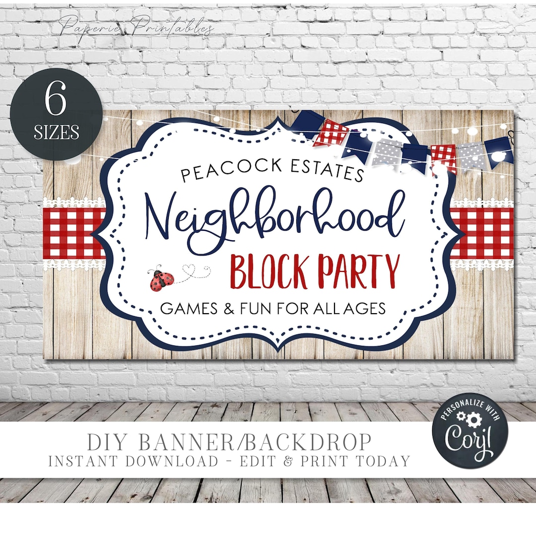 EDITABLE BBQ Party Backdrop, Neighborhood Block Party Banner, Company ...