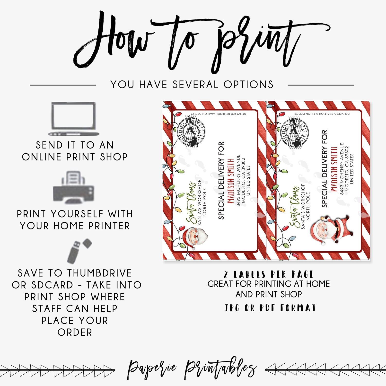 EDITABLE Santa Mailing Label Elf Mail Gift Sticker Label Elf - Etsy
