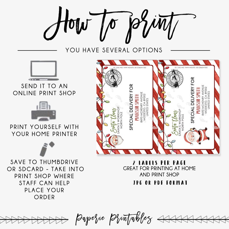 EDITABLE Santa Mailing Label Elf Mail Gift Sticker Label Elf - Etsy