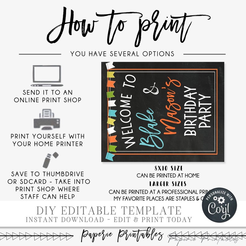 Editable Birthday Party Welcome Sign Kids Birthday Party - Etsy