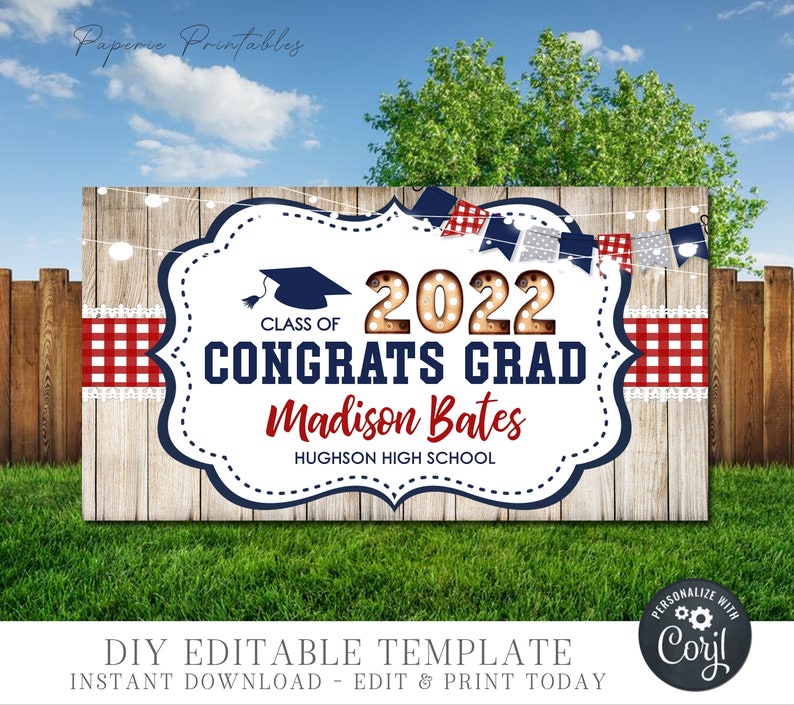EDITABLE Graduation Backdrop Graduation Banner Class of 2022 - Etsy