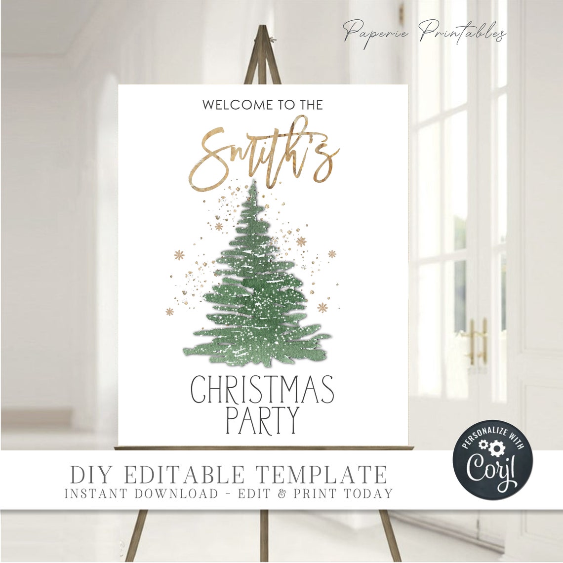 Editable Christmas Party Signs: Holiday Decor (DIY Corjl, 5x7 & 8x10 ...