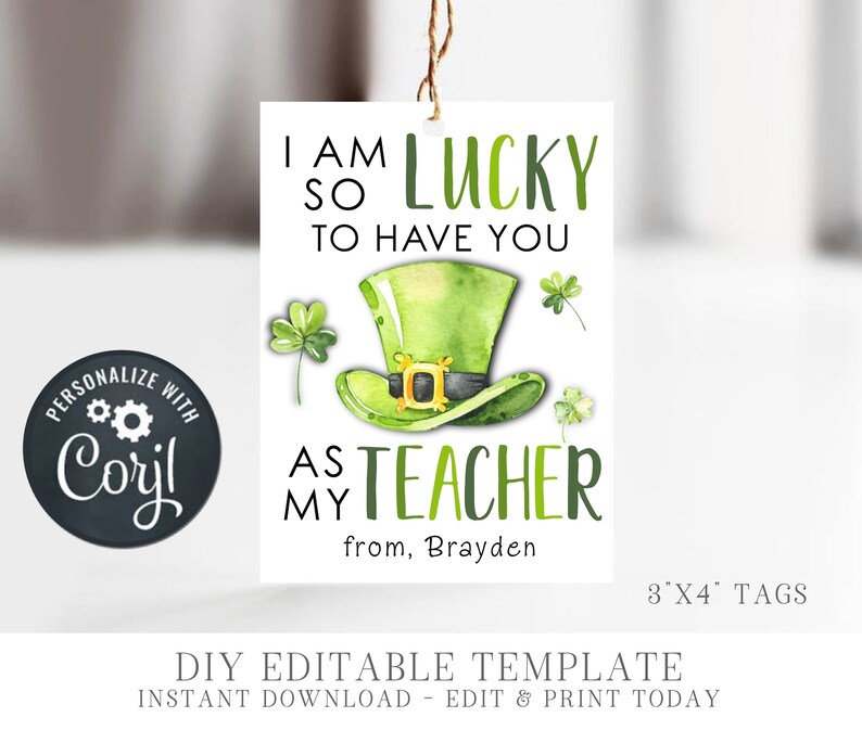 Editable St. Patrick's Day Teacher Gift Tag, Happy St. Patrick's Day ...