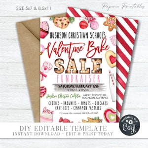 EDITABLE Valentine Bake Sale Flyer, Valentine School Bake Sale Flyer ...
