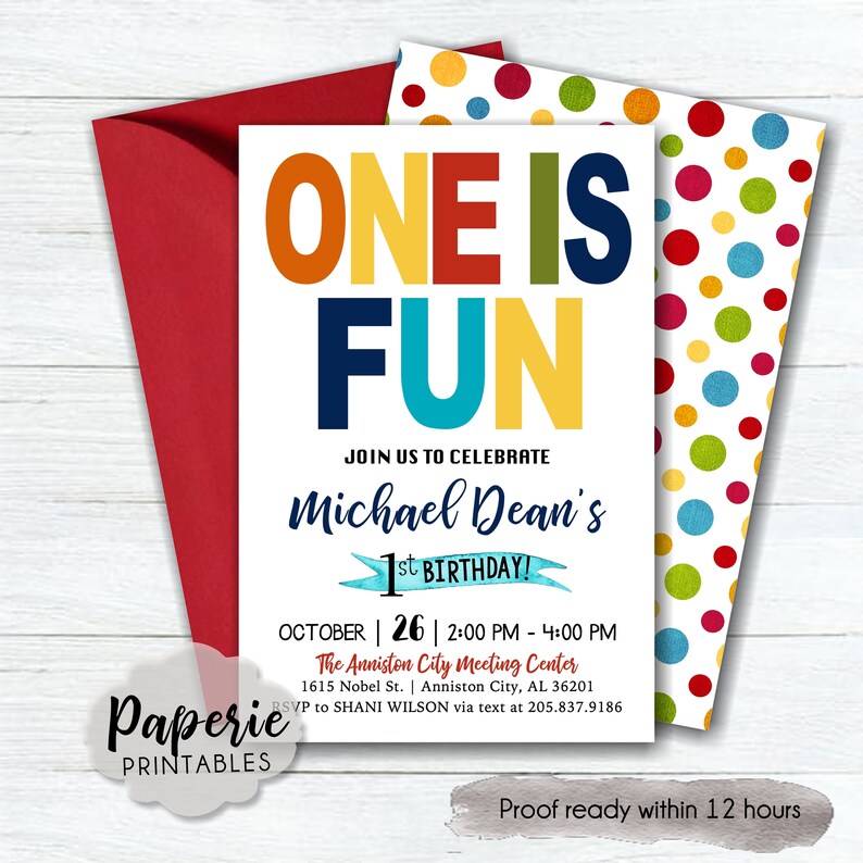 Ombre One is FUN Birthday Party Invitation 1st Birthday | Etsy