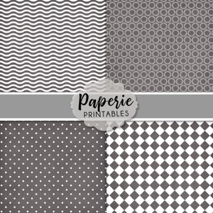 Gray & White Pattern Digital Paper - 12x12 Digital Scrapbooking Paper ...
