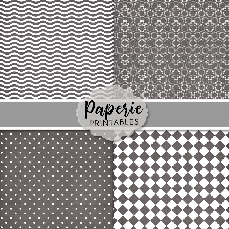Gray & White Pattern Digital Paper - 12x12 Digital Scrapbooking Paper ...