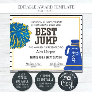 Editable Cheerleading Awards, End of Season Award, Cheer Team Party ...