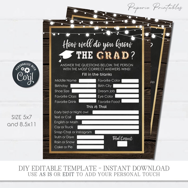 Editable How Well Do You Know the Graduate Graduation Games - Etsy