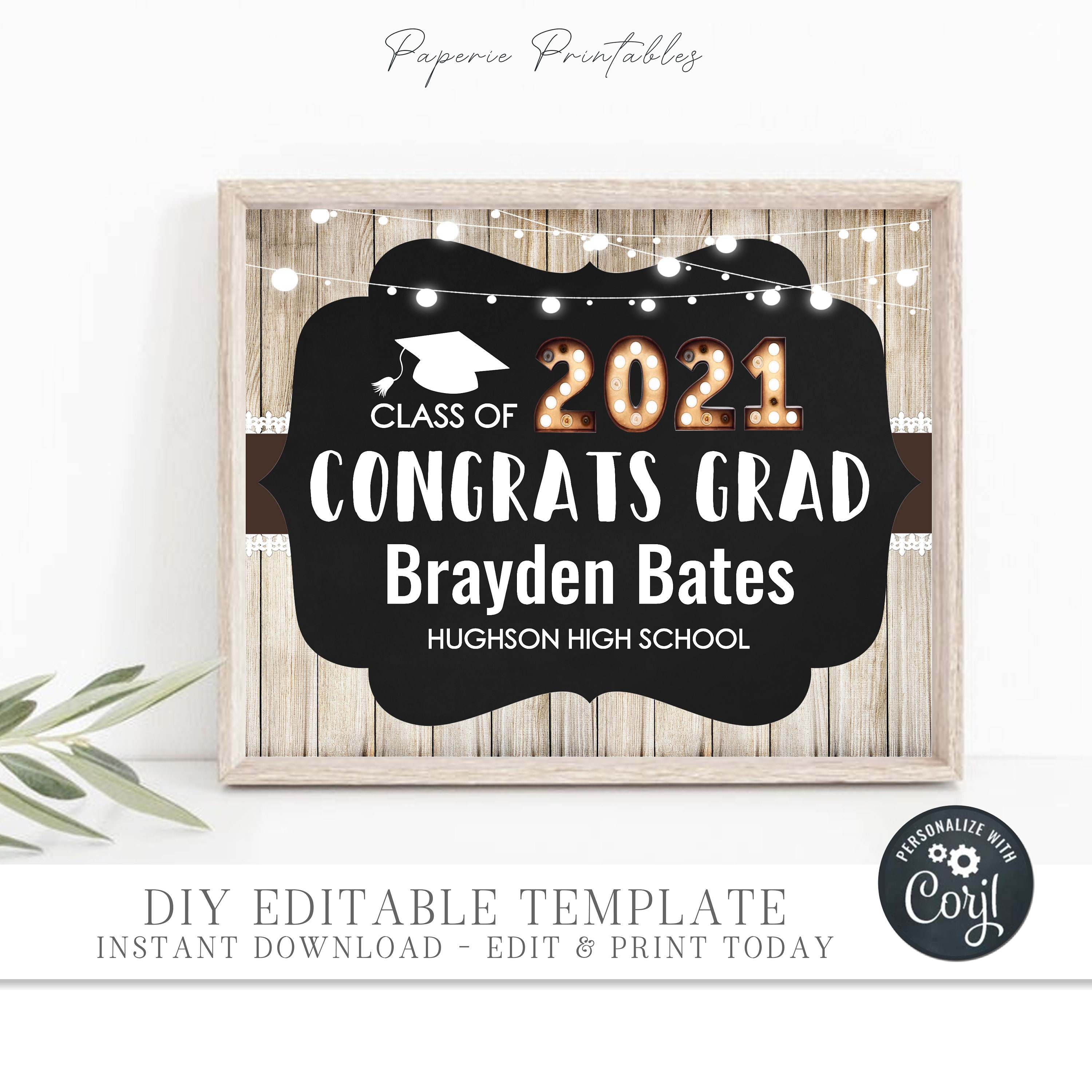 EDITABLE Rustic Graduation Yard Sign Congrats Grad Yard Sign | Etsy