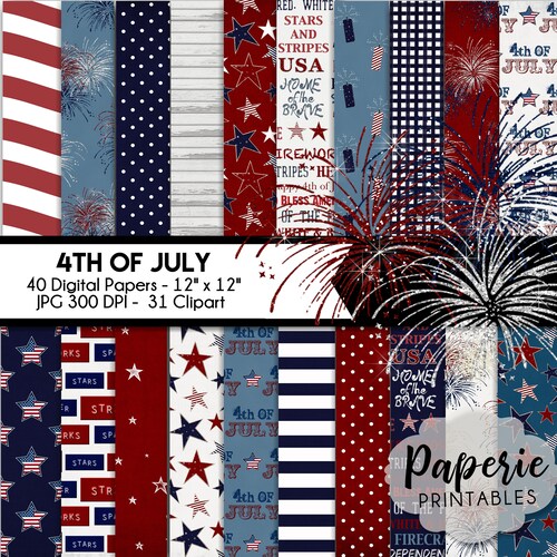 Patriotic Digital Paper 4th of July Paper Backgrounds - Etsy