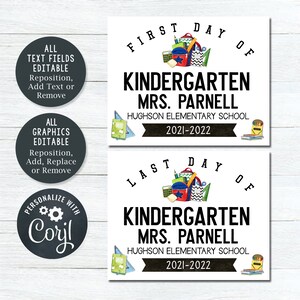 EDITABLE First Day of School Sign, Last Day of School Sign, 2021-2022 ...