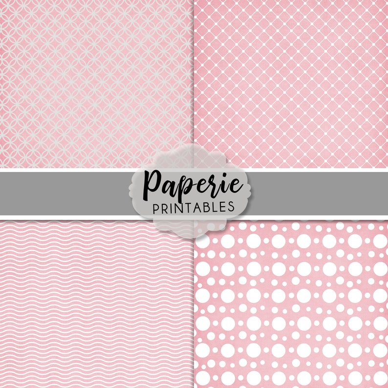 Pink & White Pattern Digital Paper, 8.5x11 Digital Scrapbooking Paper ...