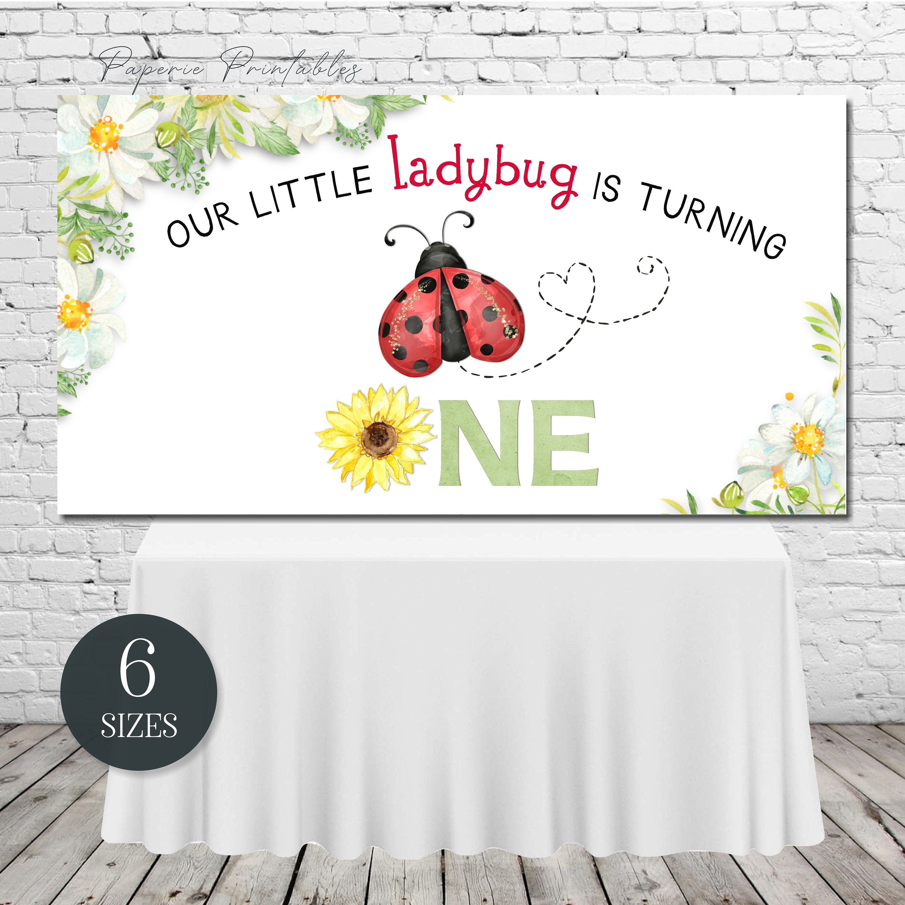Editable Ladybug Birthday Backdrop Banner: DIY Party Decor (corjl) # ...