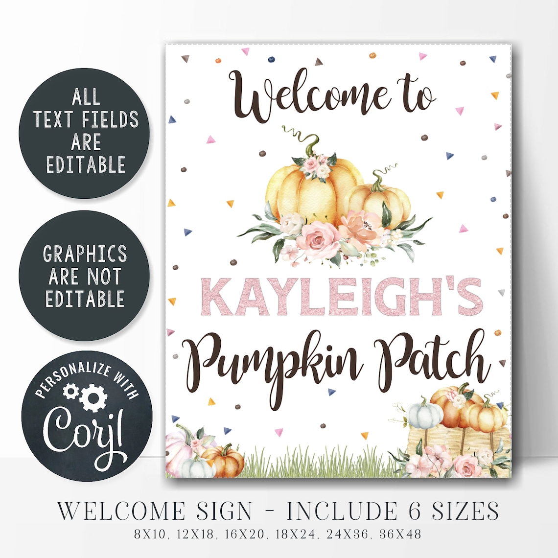 Editable Pumpkin Party Welcome Sign DIY Fall Birthday - Etsy