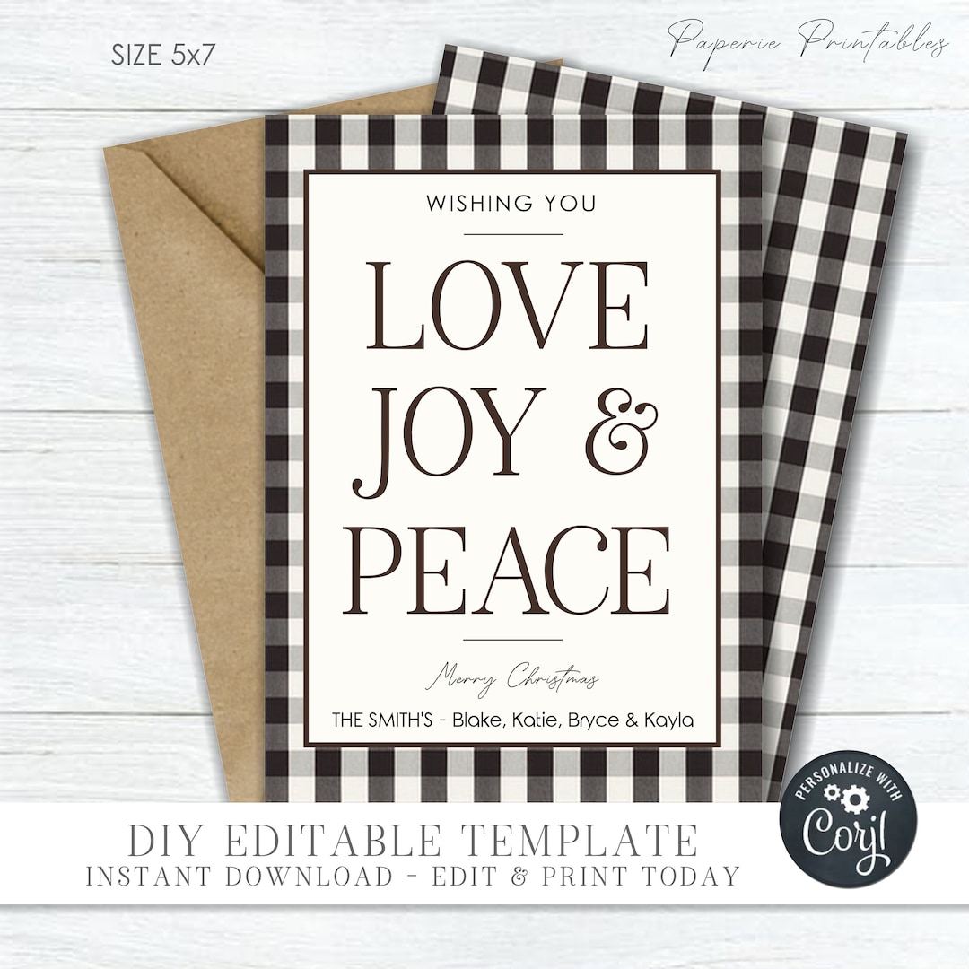 Buffalo Plaid Christmas Card: DIY Editable Template (5x7) (digital ...