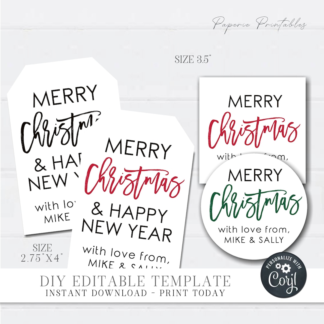 Editable Merry Christmas Gift Tags, Holiday Gift Tags, Printable Merry ...