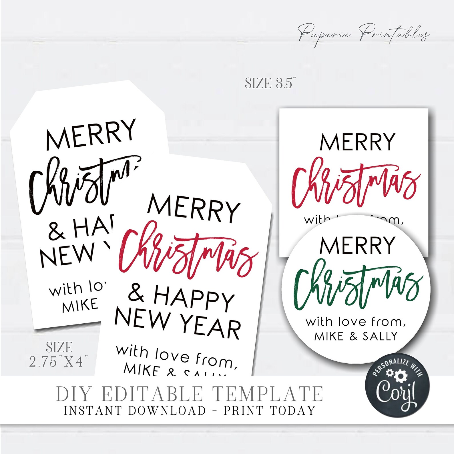 Editable Merry Christmas Gift Tags, Holiday Gift Tags, Printable Merry ...