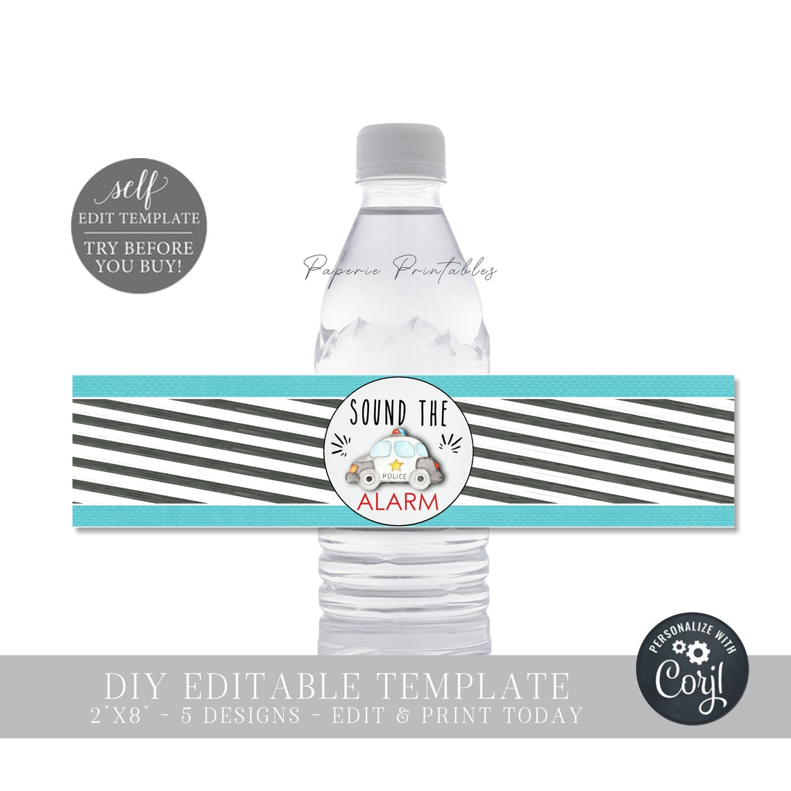 Editable Police Birthday Water Bottle Labels: DIY Party Decor (corjl) # ...
