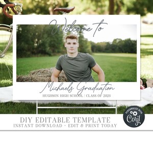 EDITABLE Graduation Welcome Sign, Graduation Photo Sign, Welcome Sign ...