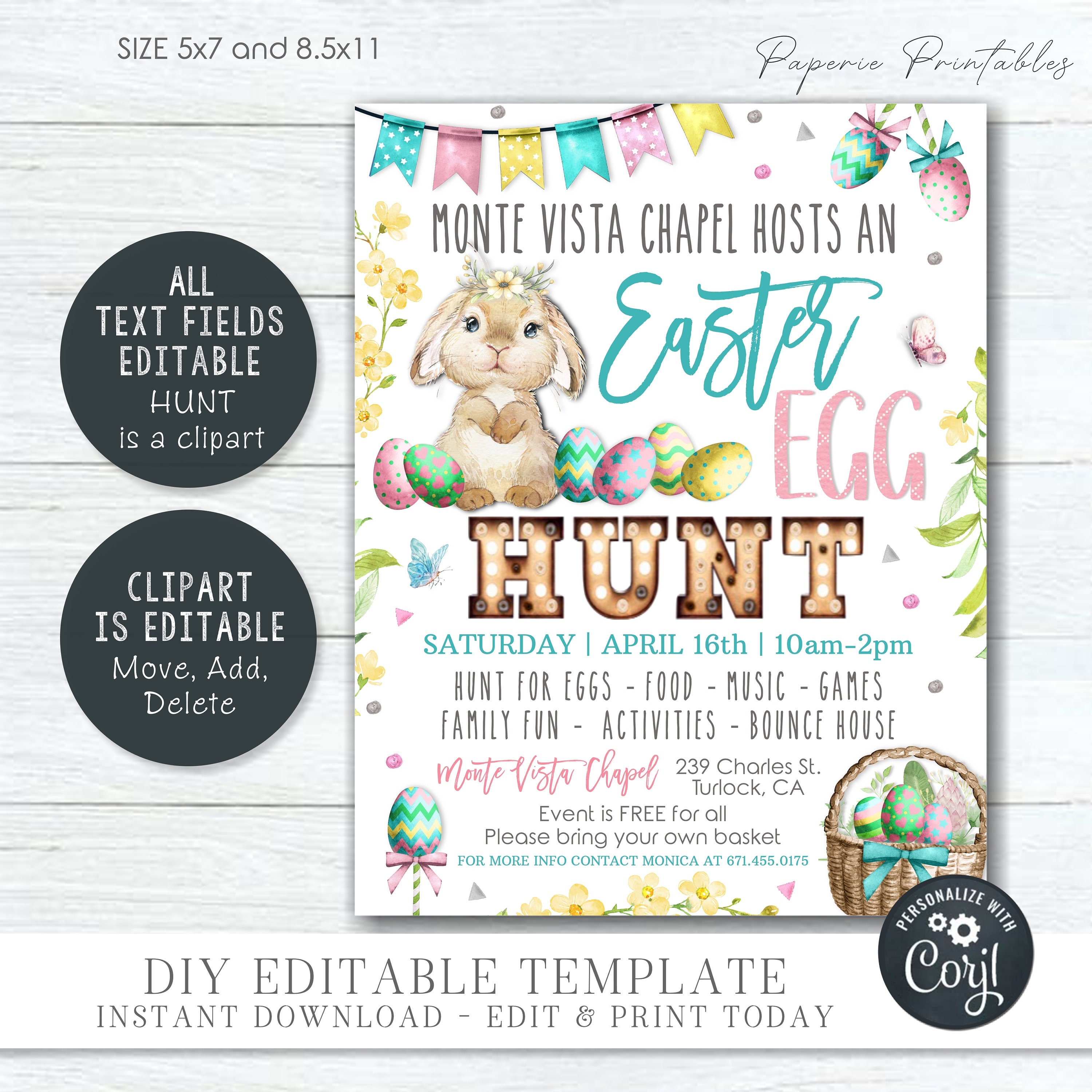 EDITABLE Easter Egg Hunt Flyer Printable Easter Event Flyer - Etsy
