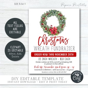 EDITABLE Wreath Sale Fundraiser Flyer, Christmas Wreath Sale Fundraiser ...