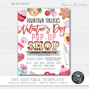 EDITABLE Valentine's Day Shopping Flyer, Valentine's Day Pop up Shop ...