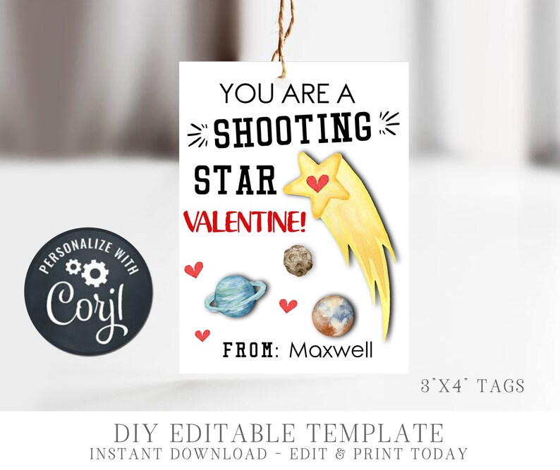 Editable Outer Space Valentine Tags Space Valentine Cards | Etsy