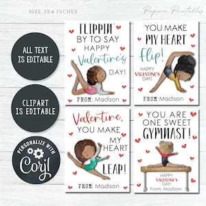 EDITABLE Gymnast Valentine Cards, Kid Valentine Cards, School Valentine ...