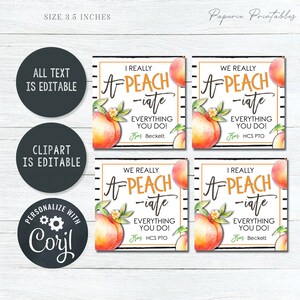 Peach Appreciation Gift Tag: Editable Thank You (DIY Corjl Template) # ...