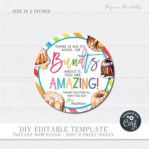 EDITABLE Bundt Cake Appreciation Label, No Ifs, Ands or Bundts ...