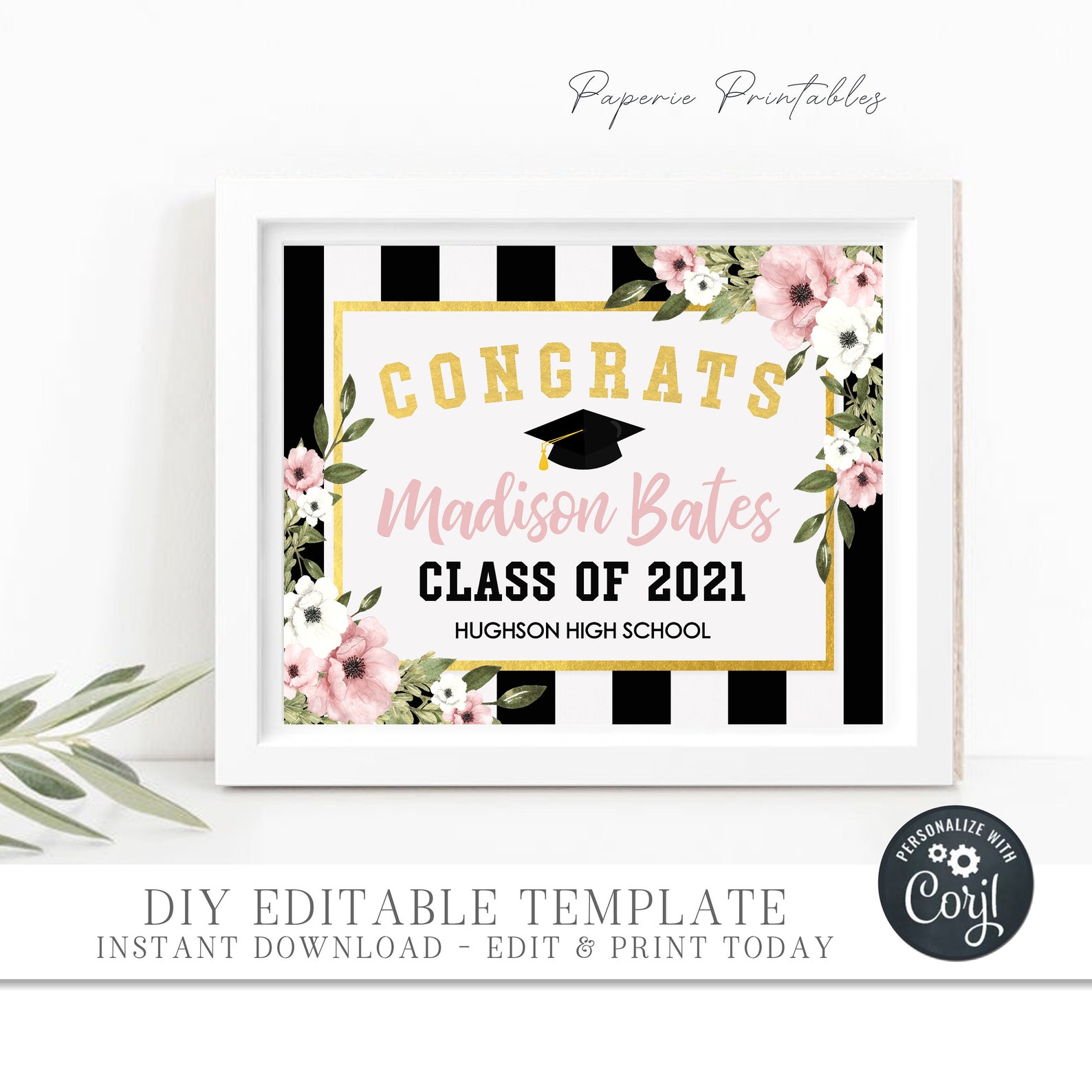 EDITABLE Graduation Yard Sign Congrats to Our Graduate Yard - Etsy