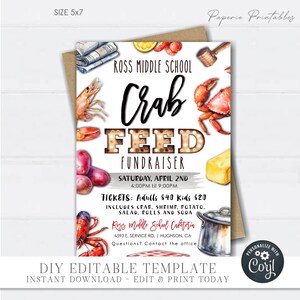 Crab Feed Fundraiser Flyer & Tickets: Editable DIY Printable (corjl) # ...