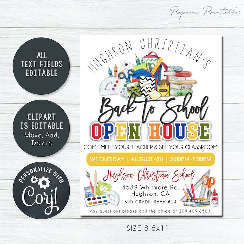 Editable Back to School Open House Flyer: Meet the Teacher (8.5x11 ...