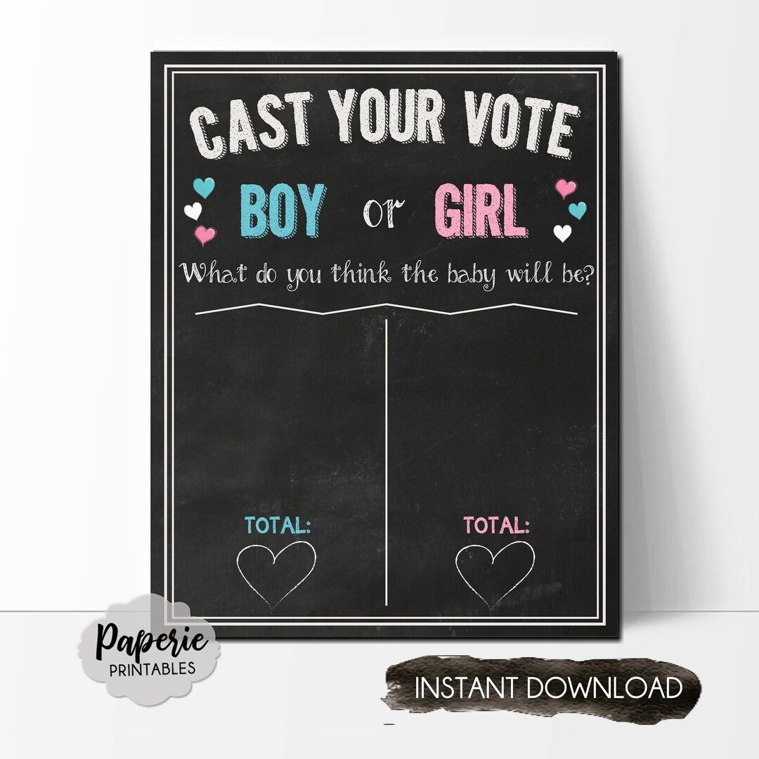 Cast Your Vote Gender Reveal Party Sign – Boy or Girl Gender Reveal ...