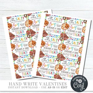 Sweet & Salty Teacher Appreciation Gift Tag: Editable DIY (digital ...