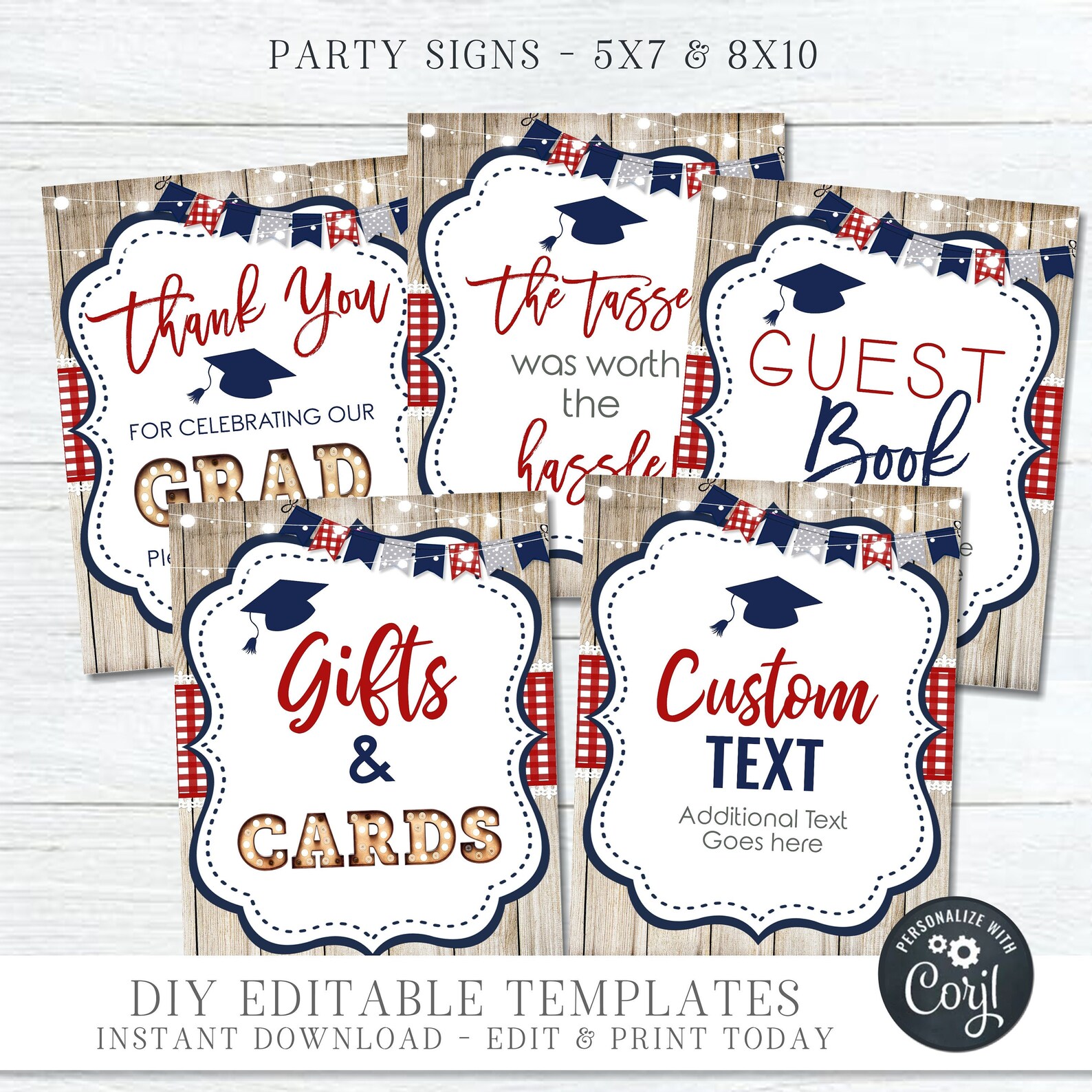 Editable Graduation Party Signs Graduation BBQ Party Signs - Etsy