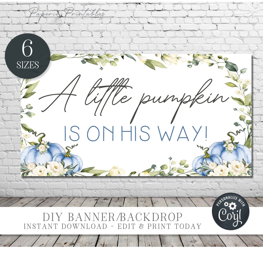 EDITABLE Pumpkin Baby Shower Backdrop, Little Pumpkin Baby Shower ...