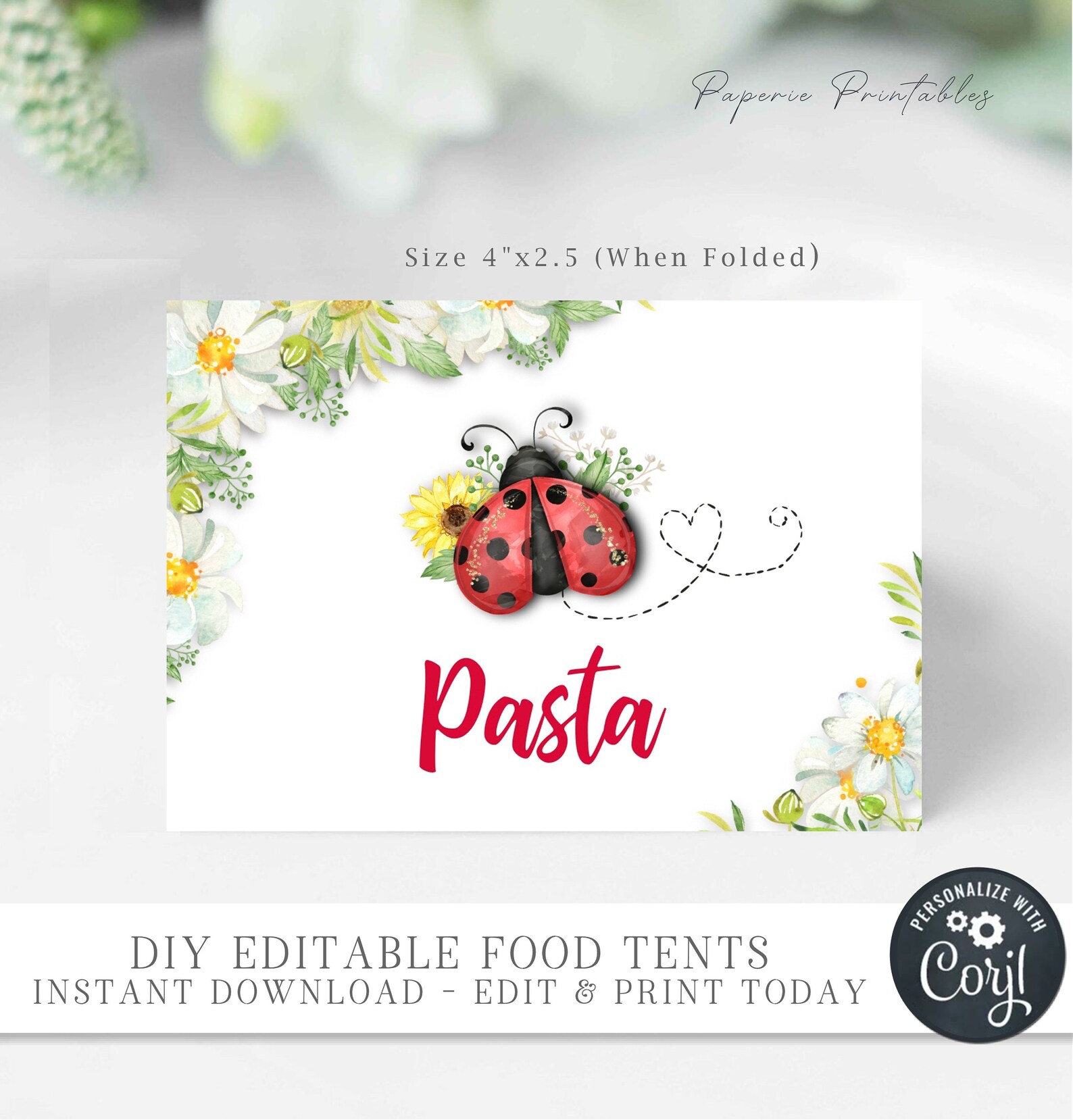 EDITABLE Ladybug Birthday Party Food Tents Ladybug Food - Etsy