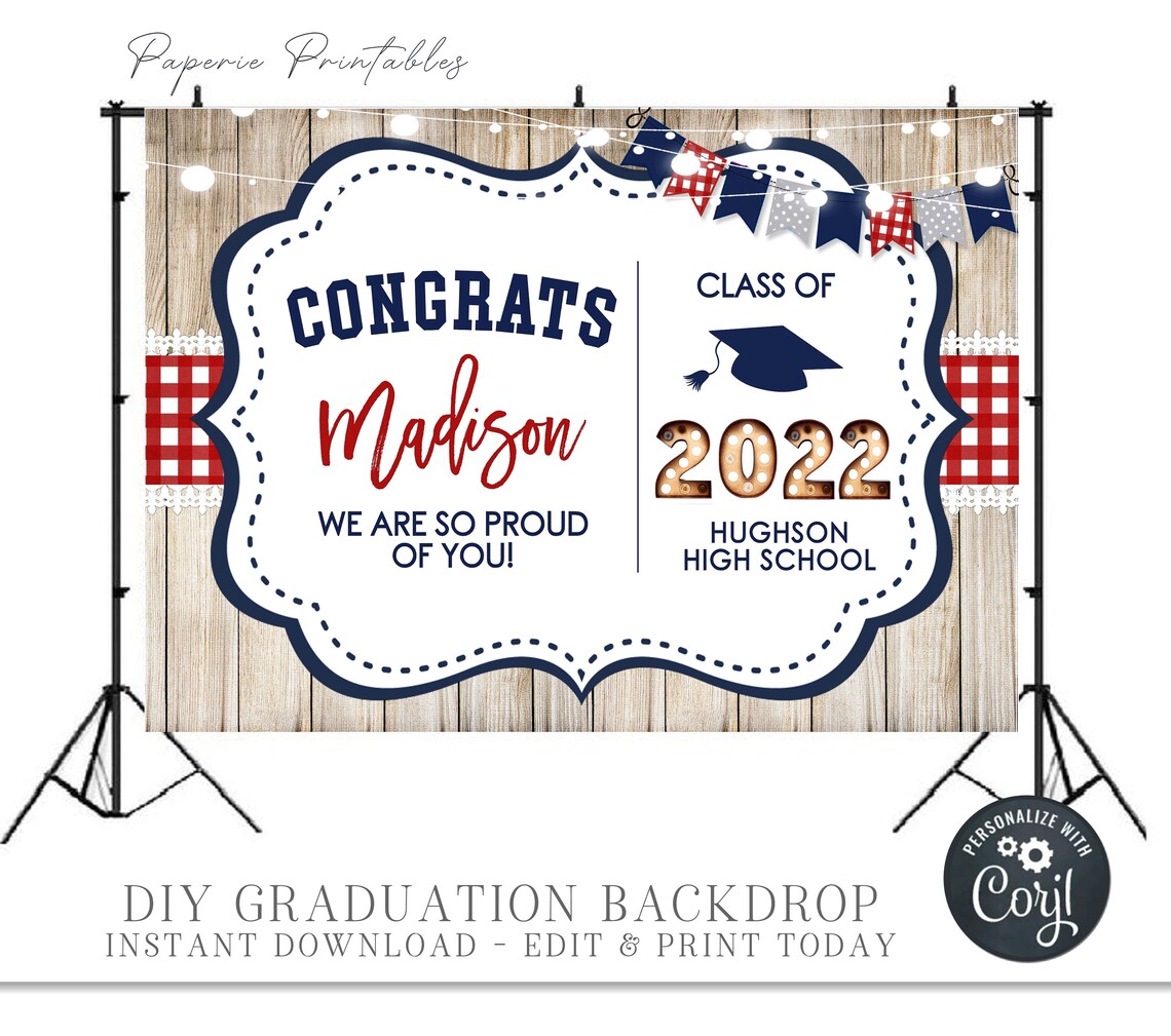 EDITABLE Graduation Backdrop Graduation Banner Class of 2022 - Etsy