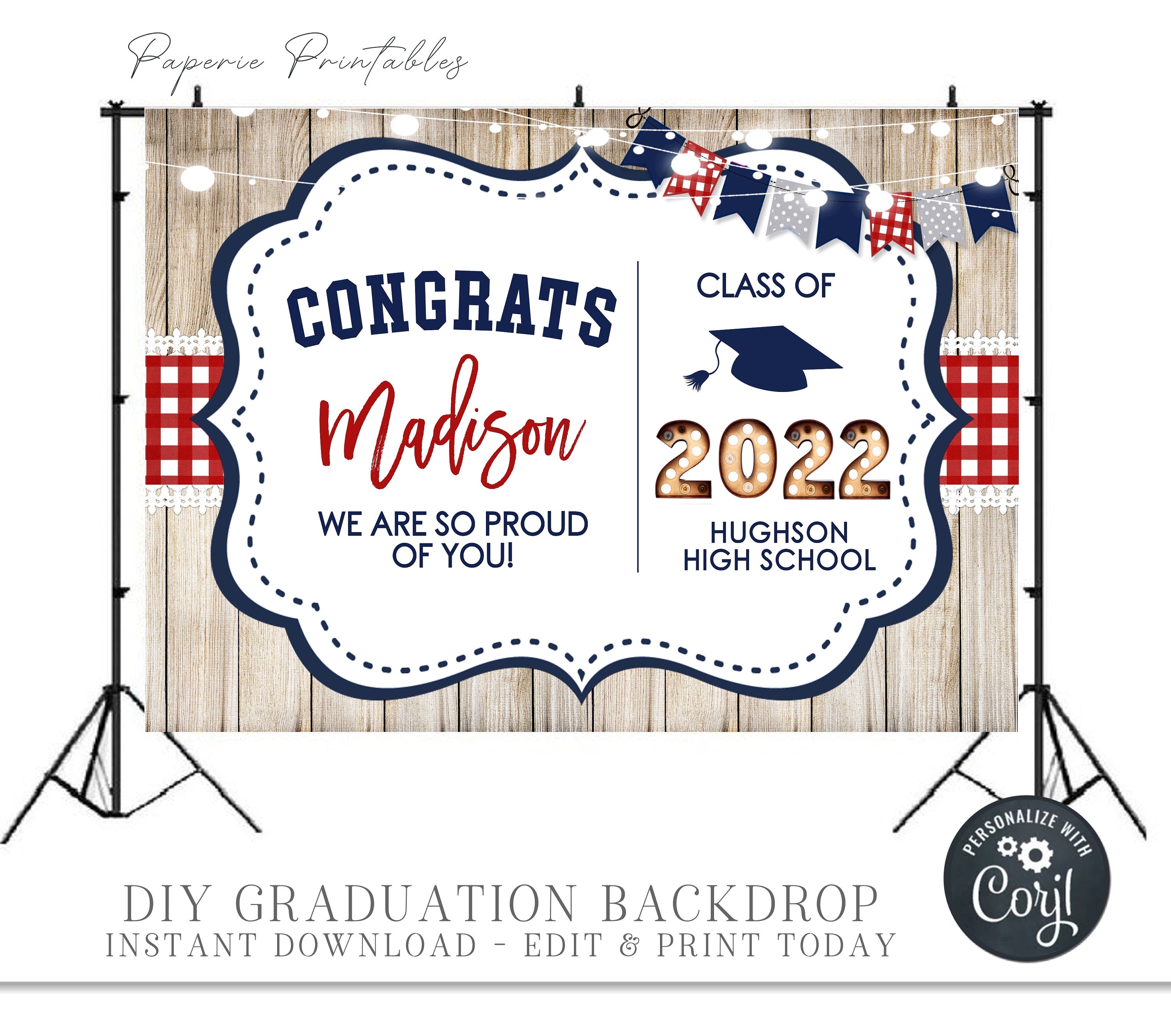 EDITABLE Graduation Backdrop Graduation Banner Class of 2022 - Etsy
