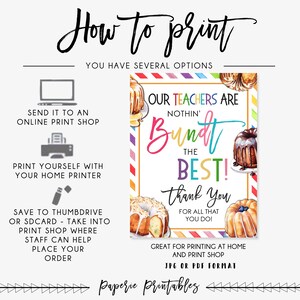 EDITABLE Bundt Cake Teacher Appreciation Sign, Teacher Appreciation ...