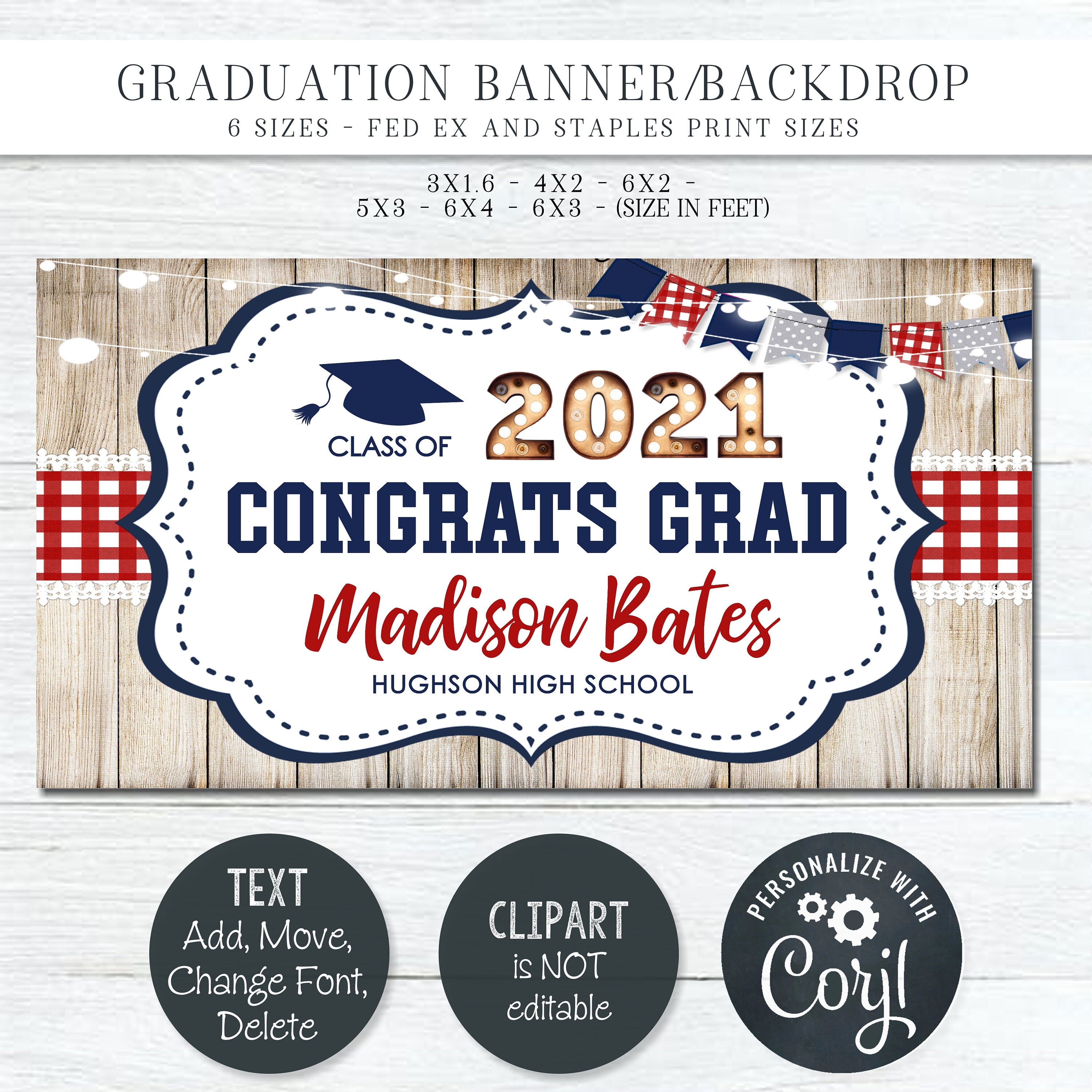 EDITABLE Graduation Backdrop Graduation Banner Class of | Etsy