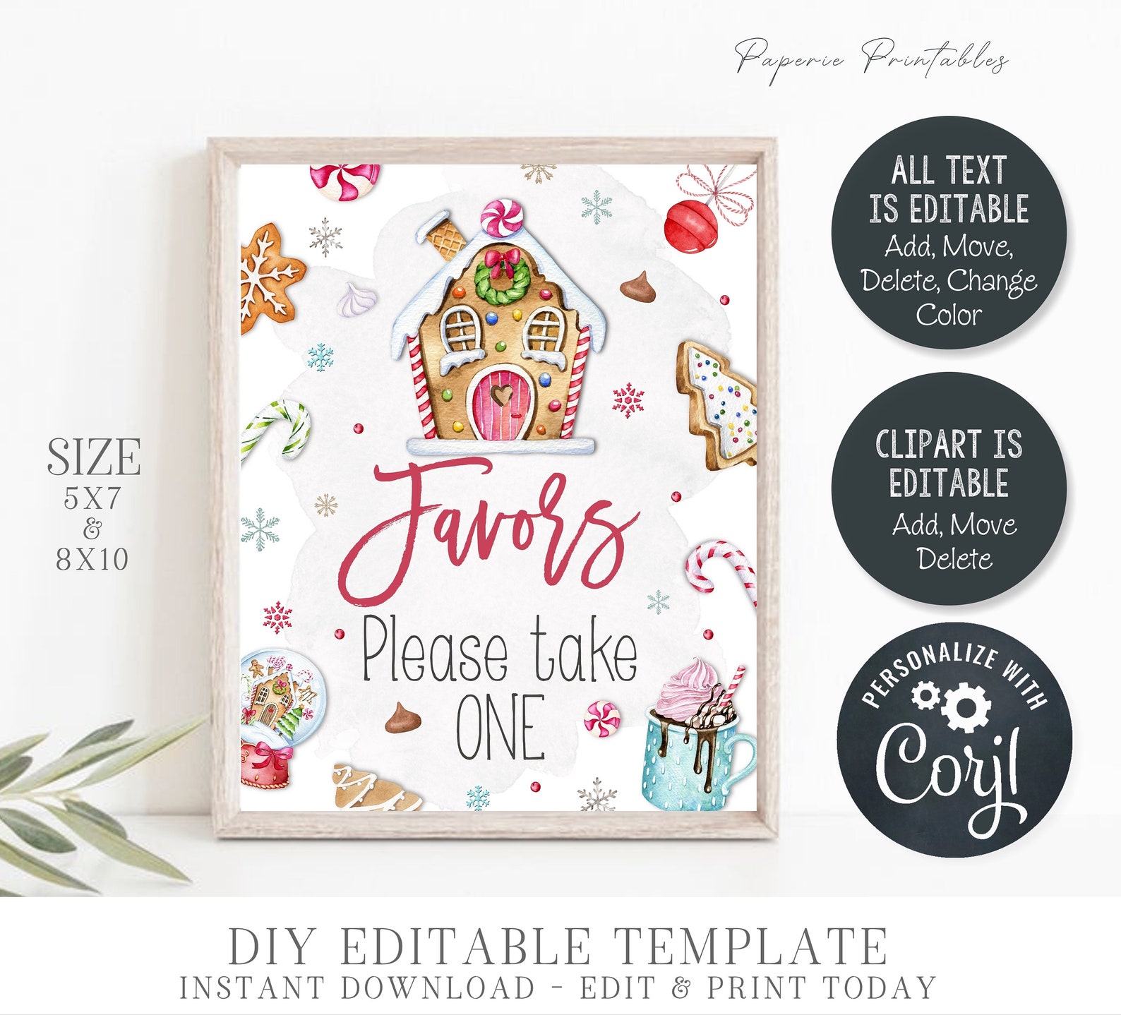 EDITABLE Gingerbread Party Signs BUNDLE Christmas Gingerbread - Etsy